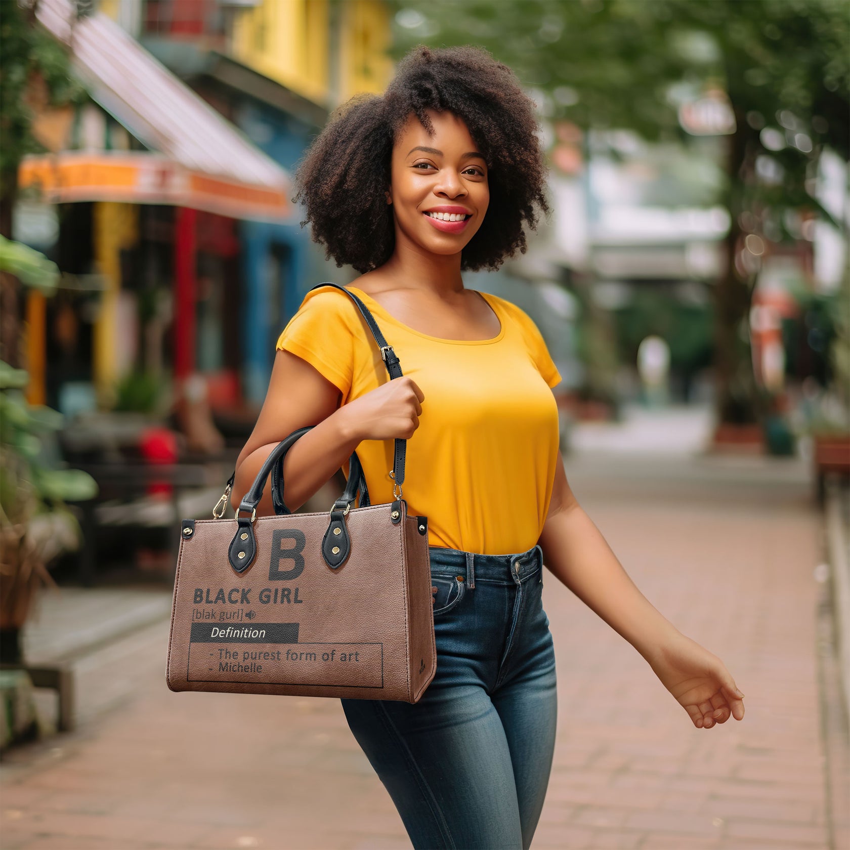 Black Girl & Melanin - Personalized Leather Handbag MB29 – Sistabag