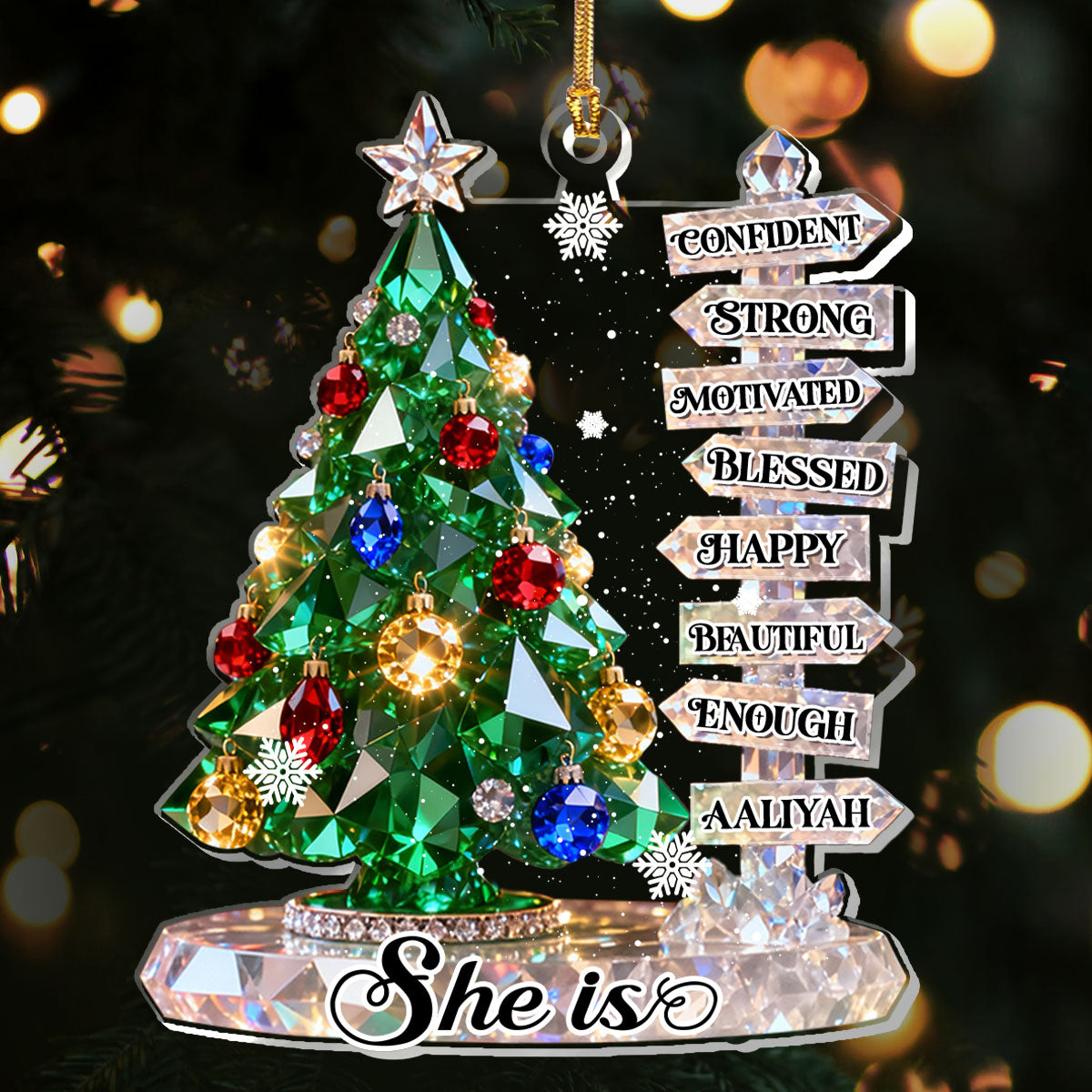 She Is Confident Strong Blessed - Personalized 1-Layer Acrylic Ornamen ...